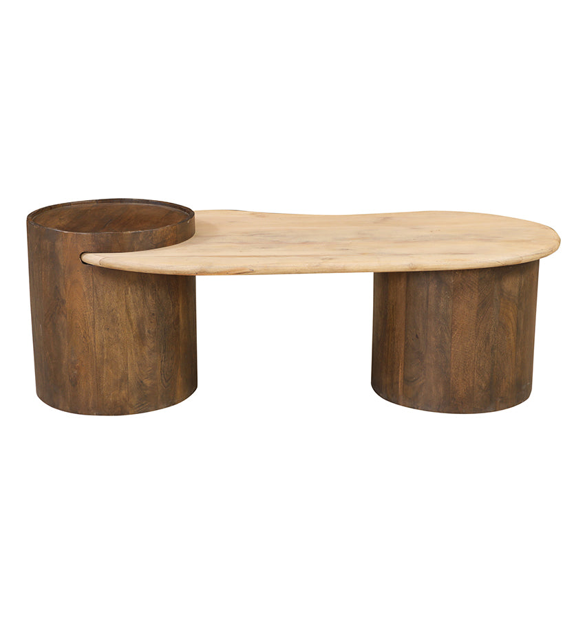 Solid Wood Mordern Coffee Table with Dual Drum Base– Simply Home