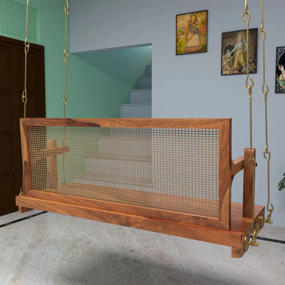 Rajasthani Reversible Cane Inlay Wooden Swing– Simply Home