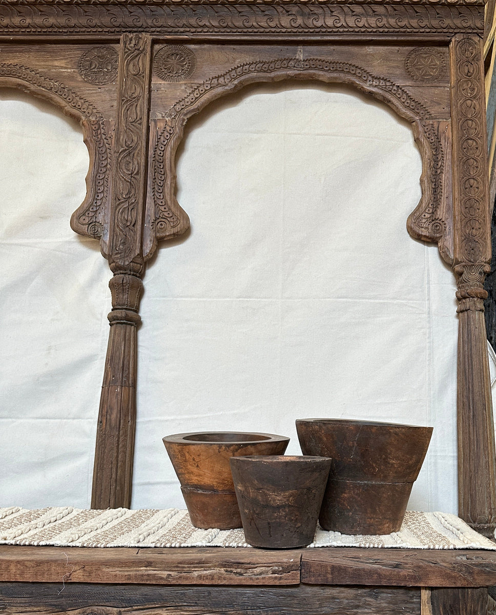 Desi Dough Pots – Vintage Wooden Set of 3– Simply Home