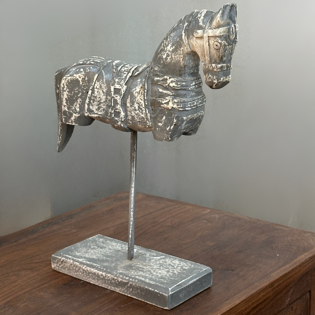 Ashva Grey Mango Wood Horse– Simply Home